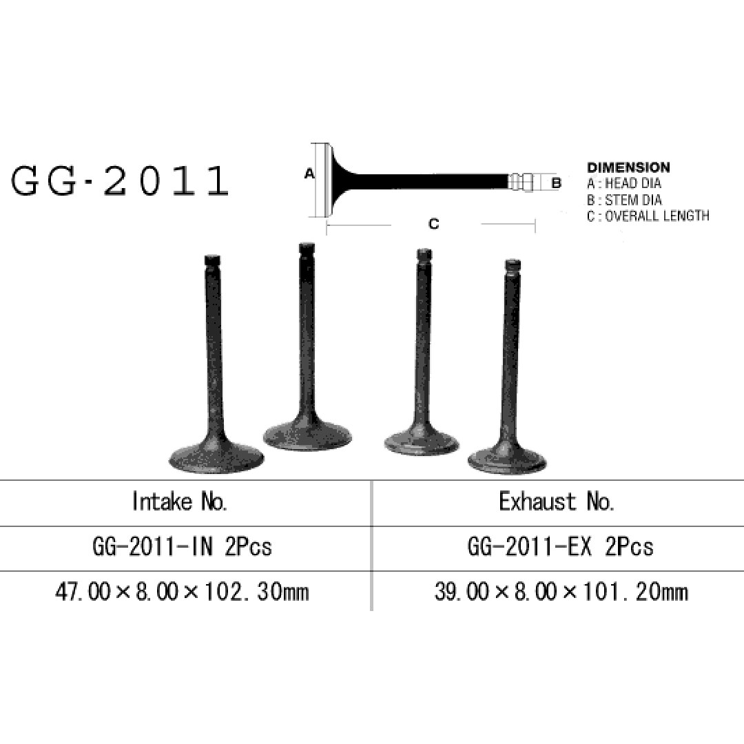 Vesrah steel intake valve GG-2011-IN Yamaha SR 400, SR 500, XV 920, XV ...