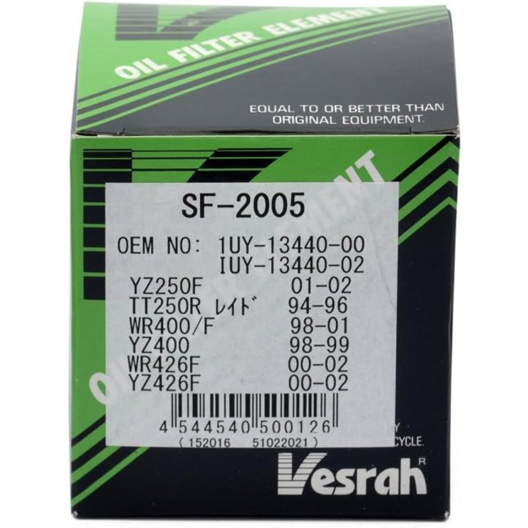 Vesrah oil filter SF-2005 Yamaha ATVs & Motorcycles, 250cc-426cc, 1987 ...